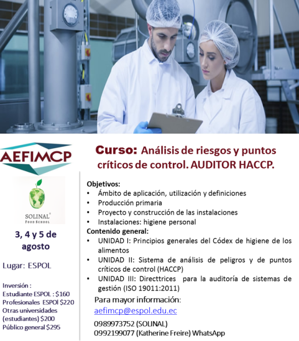 Curso: Análisis de riesgos y puntos críticos de control AUDITOR HACCP. | Escuela Superior ...